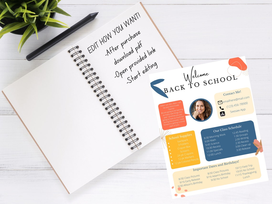 EDITABLE Teacher Welcome Flyer Welcome to School Teacher - Etsy