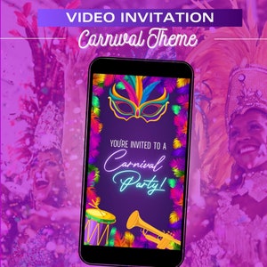 Carnival Themed Video Invitation, Rio Carnival Evite, Video Invite ...