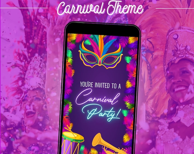 Carnival Themed Video Invitation, Rio Carnival Evite, Video Invite ...
