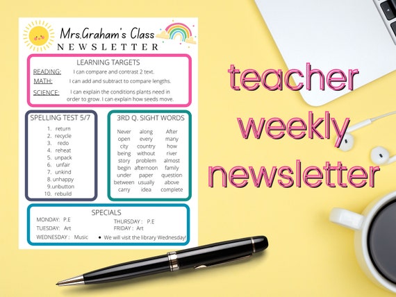 Editable Teacher Weekly Newsletter Template Classroom | Etsy