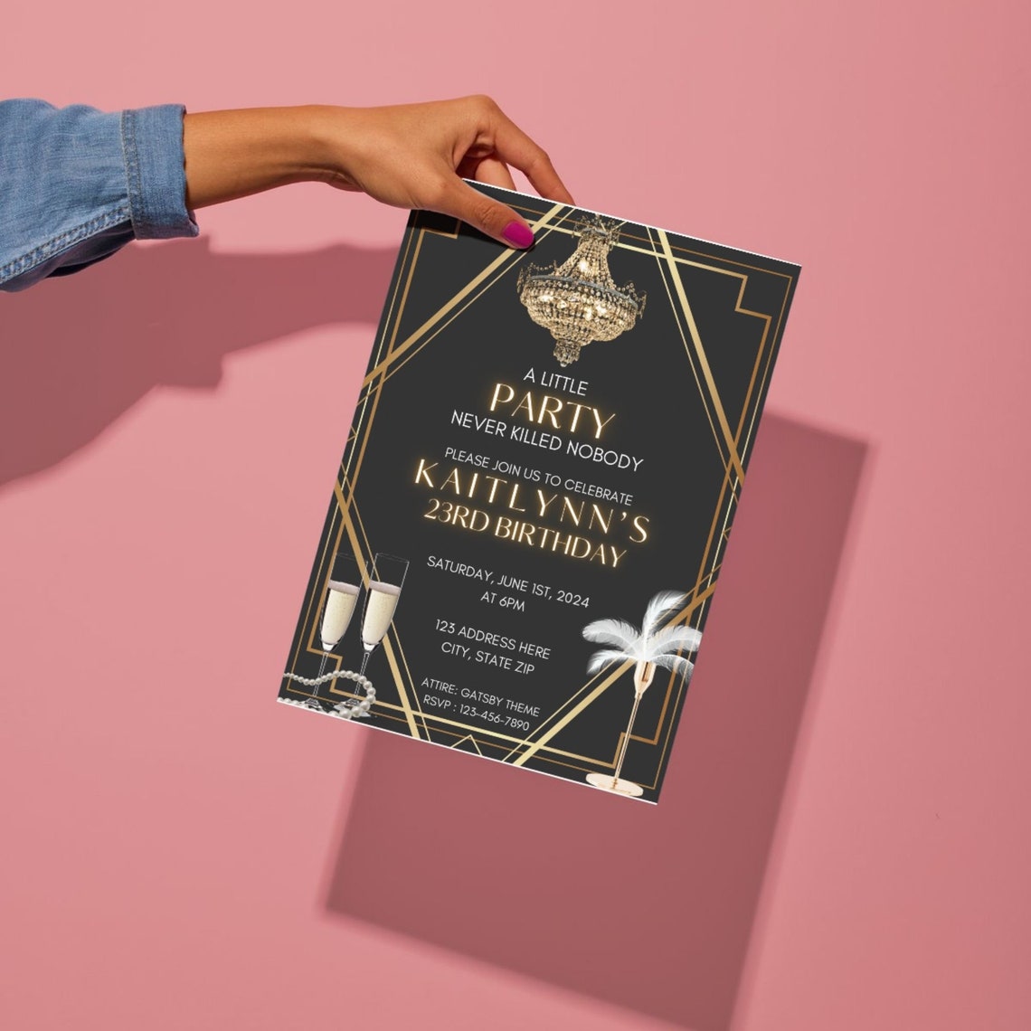 Roaring 1920 Invitation Template, Gatsby Birthday Evite, Gatsby ...