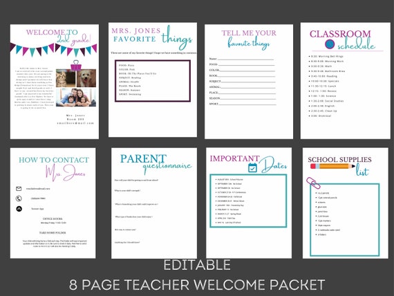 Teacher Welcome Packet Back to School Packet Meet Your | Etsy