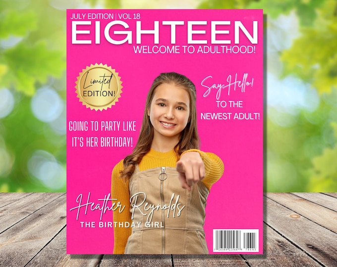 CUSTOM Magazine Cover, Digital File, Personalized Magazine Cover, 18 ...