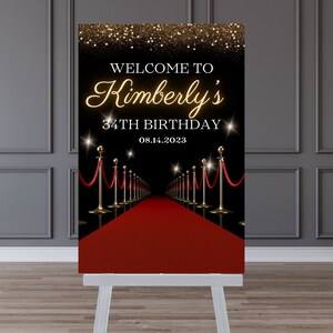 Red Carpet Welcome Sign Template, Welcome Sign Template, Canva Template ...