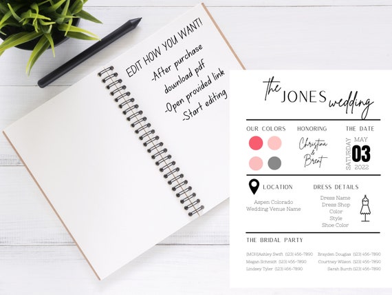 Bridal Information Sheet
