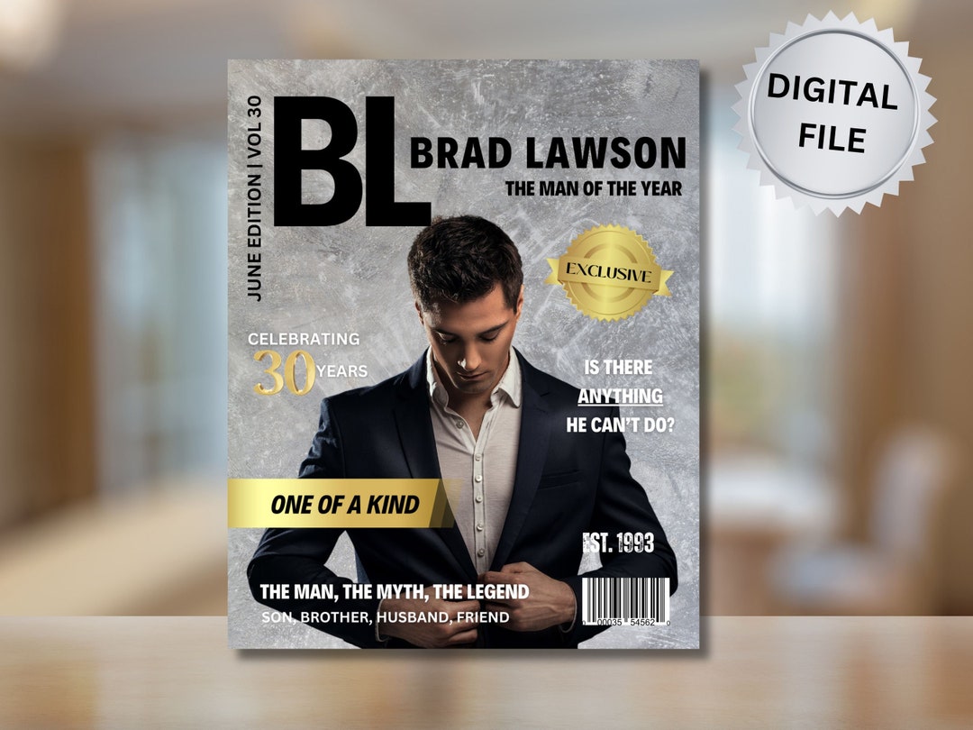 CUSTOM Magazine Cover, Digital File, Personalized Magazine Cover, Mens ...
