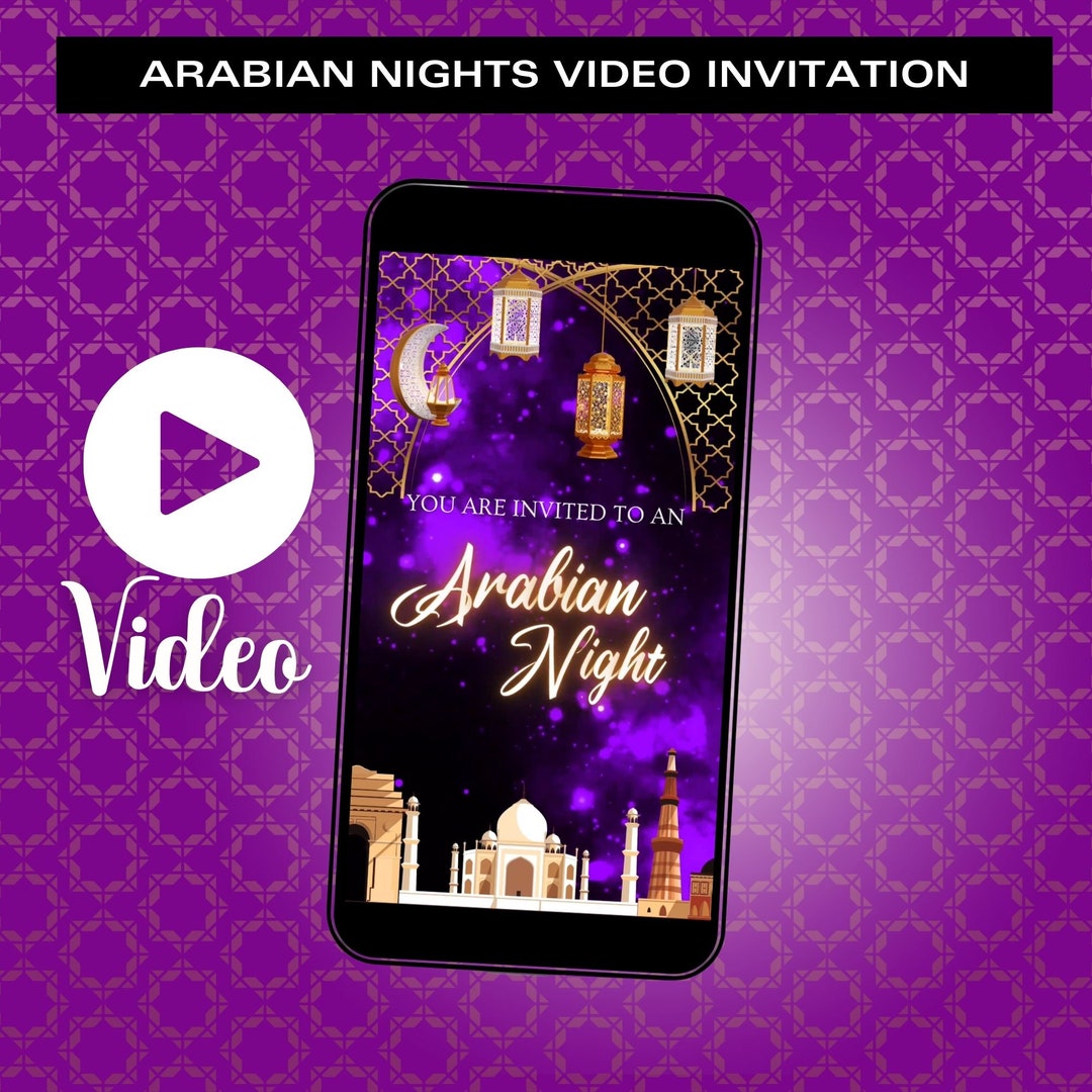 Arabic Video Invitation, Moroccan Party Invite, Mehndi Invite, Arabian ...