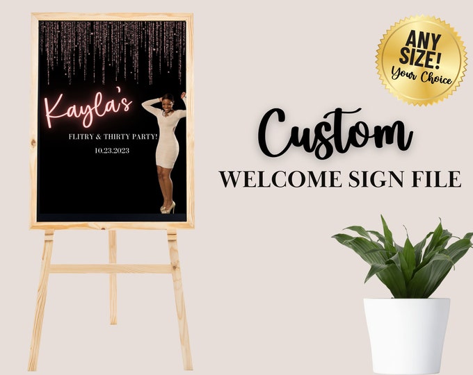 Digital Welcome Sign, Custom Welcome Sign, Birthday Decorations ...