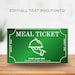 EDITABLE Meal Ticket Template, Food Ticket, Printable Meal Ticket ...