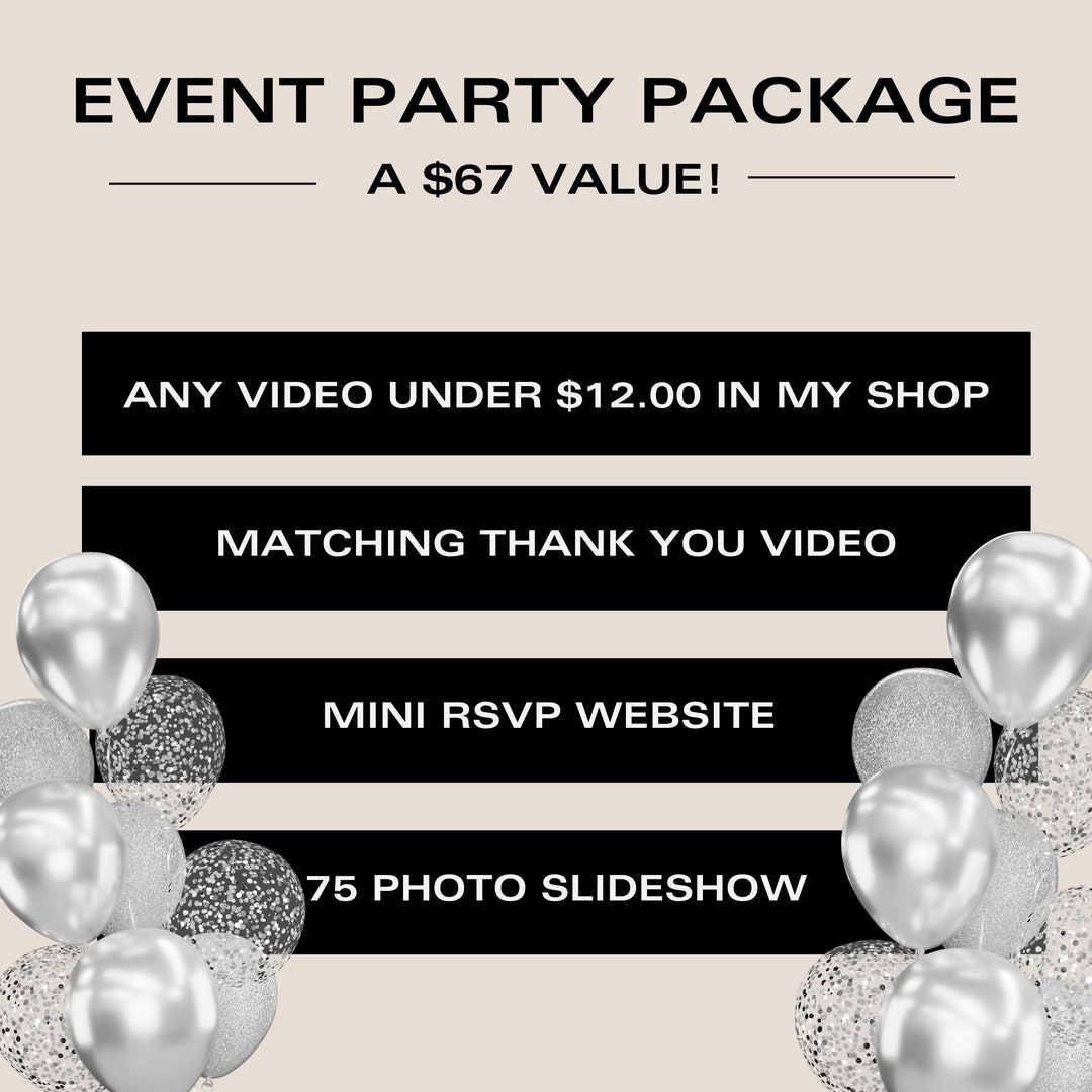 Party Package Bundle, Video Invitation, RSVP Website, Track Rsvps ...