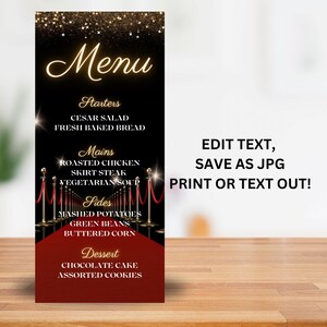 Red Carpet Welcome Menu Template, Menu Template, Canva Template ...