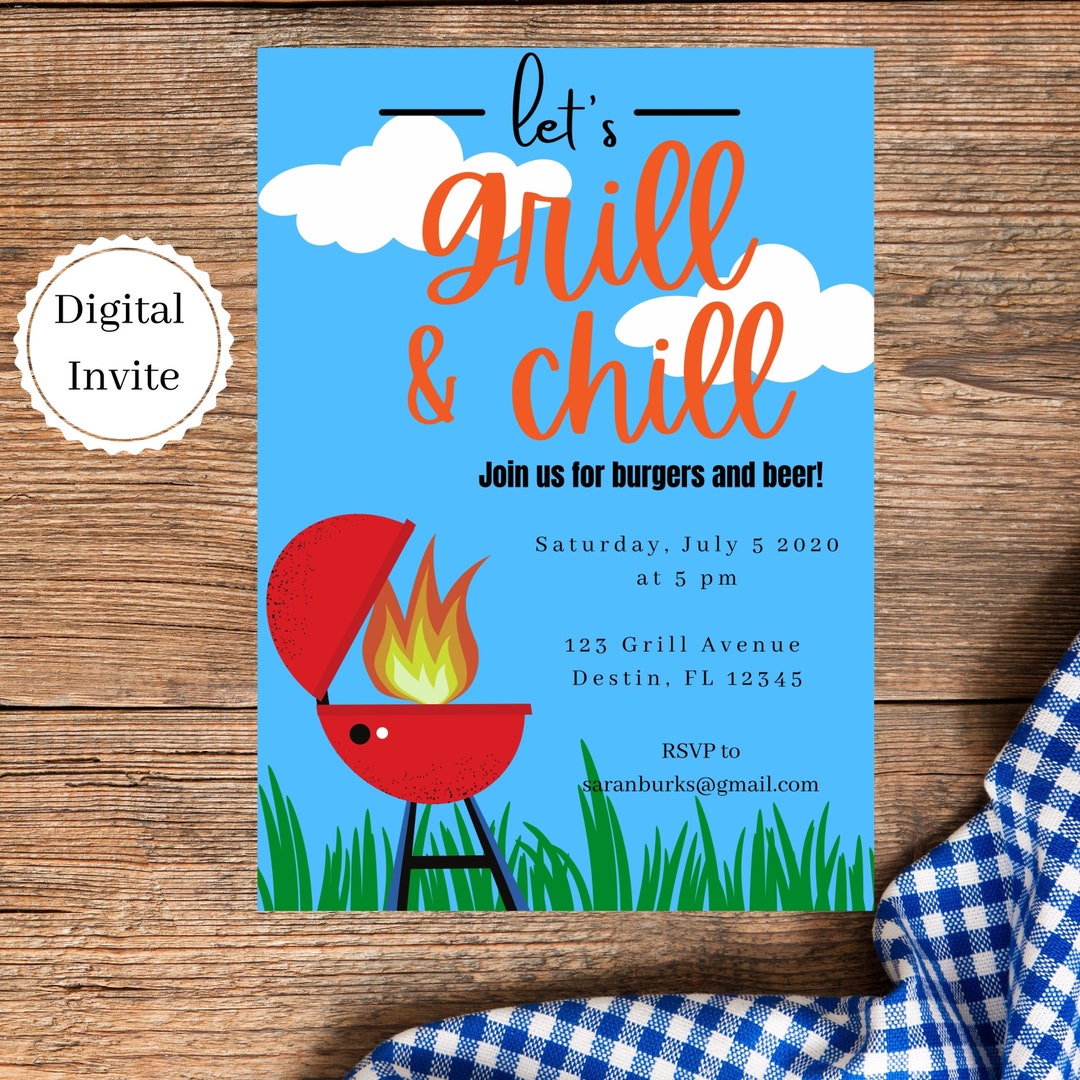 Grill and Chill Digital Invitation | Canva Template | Edit How You Want ...