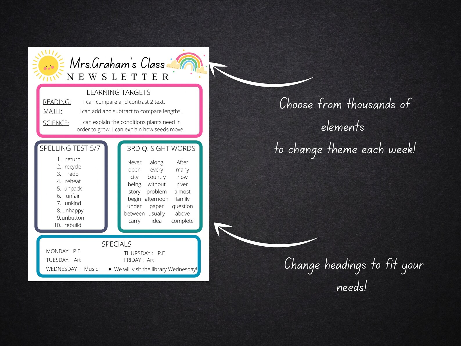 Editable Teacher Weekly Newsletter Template Classroom - Etsy