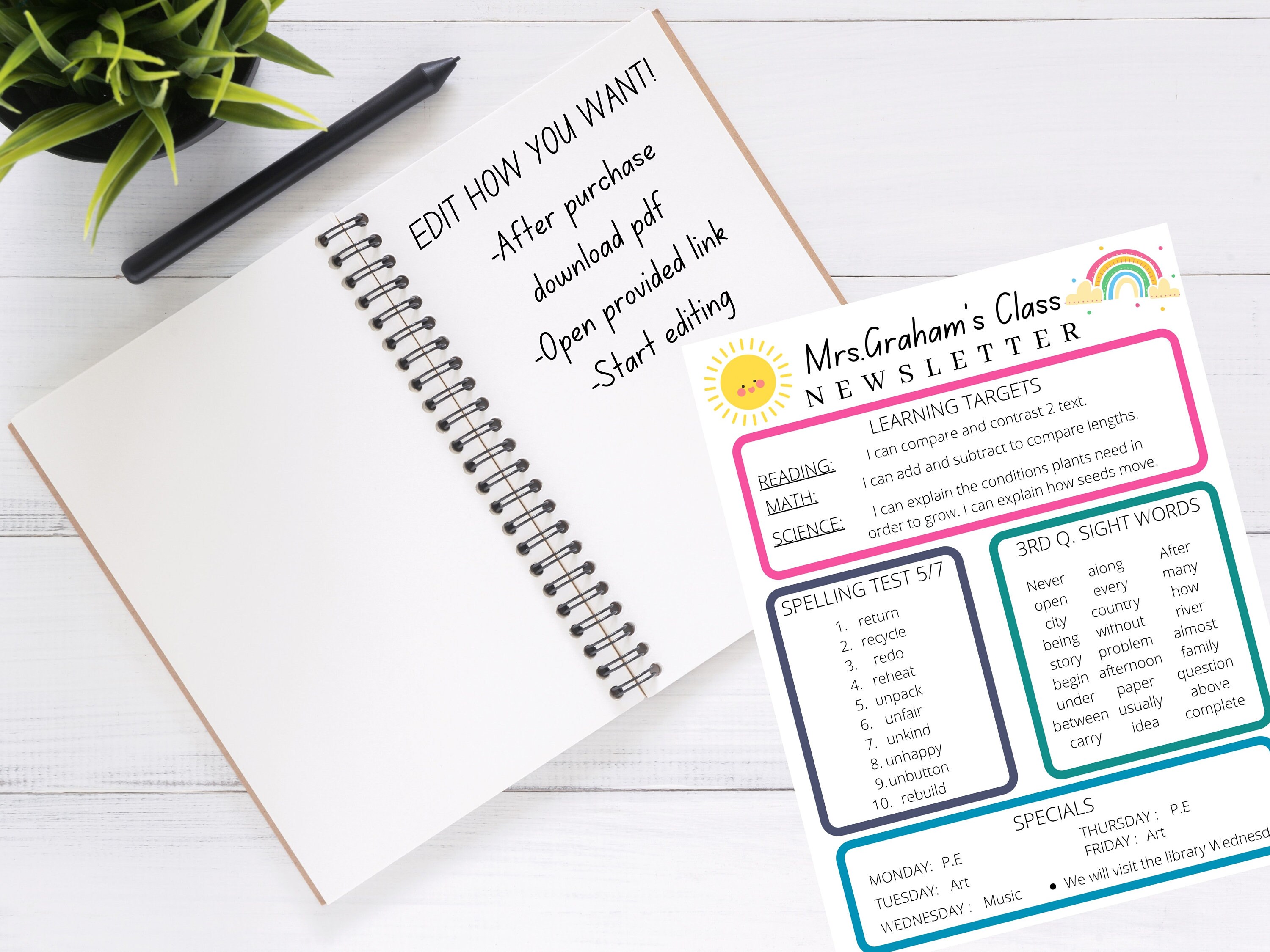 Editable Teacher Weekly Newsletter Template Classroom | Etsy