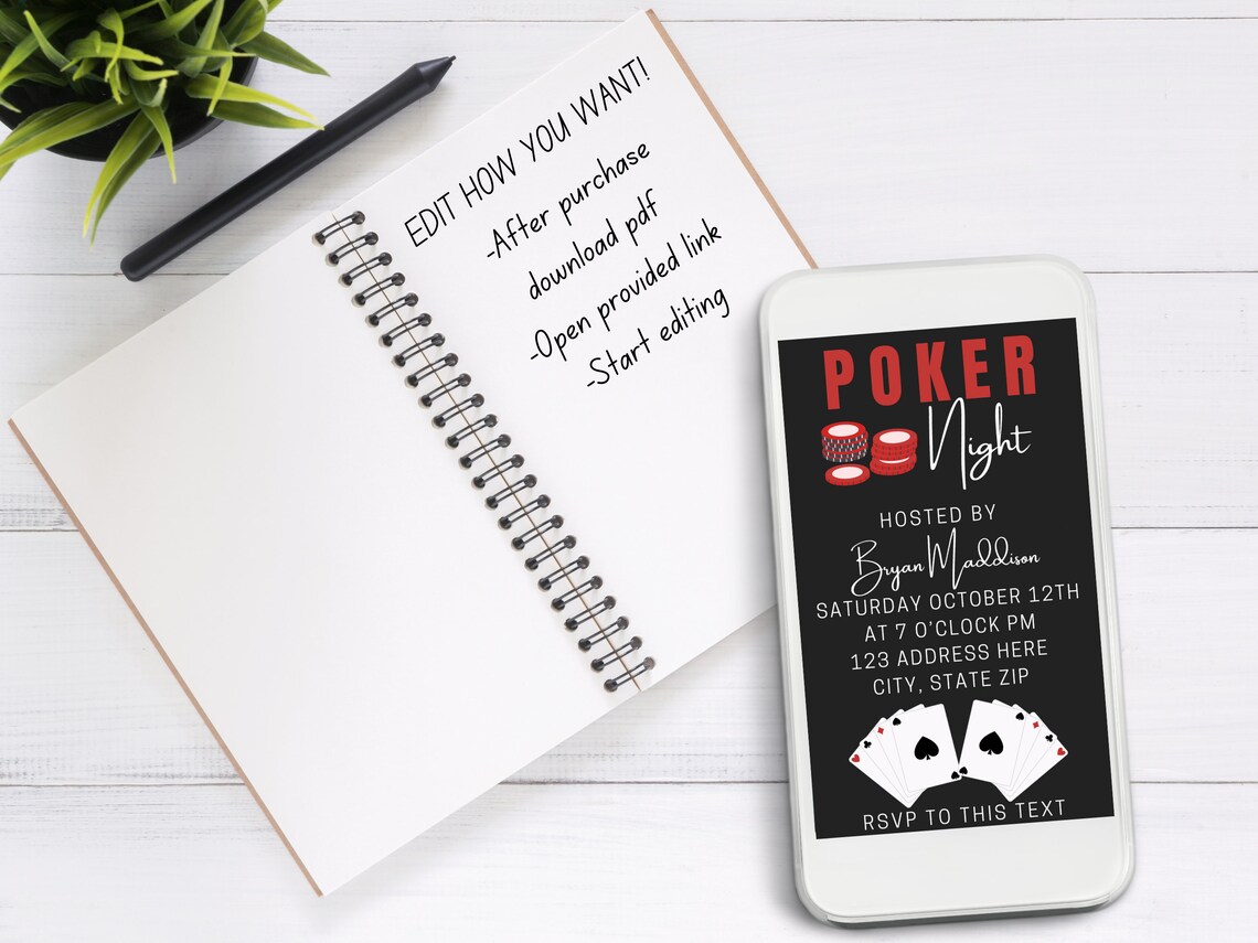 Poker Night Evite Game Night Invitation Poker Cards Invite | Etsy