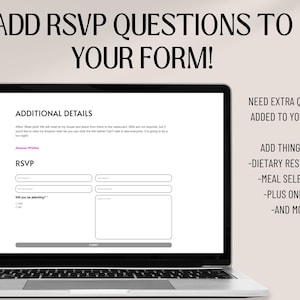 Add on Purchase for Website, Custom RSVP Form, Personalized Questions ...