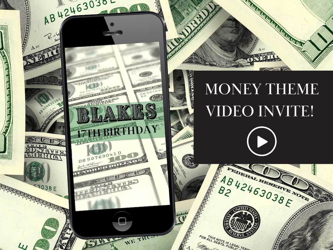 Money Video Invitation, Video Evite, Animated Invite, Money Theme Party ...