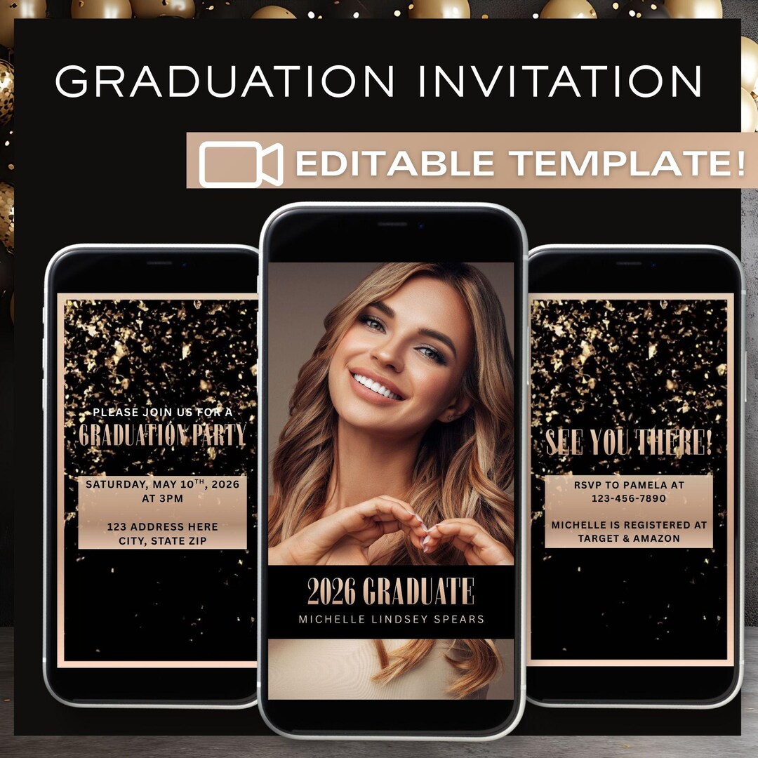 Graduation Party Video Invite Template, Graduation Party Evite, Grad ...