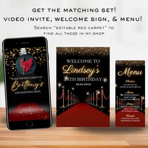 Red Carpet Welcome Menu Template, Menu Template, Canva Template ...