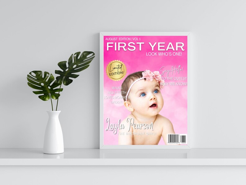 CUSTOM Magazine Cover, First Birthday Magazine Cover, First Birthday ...