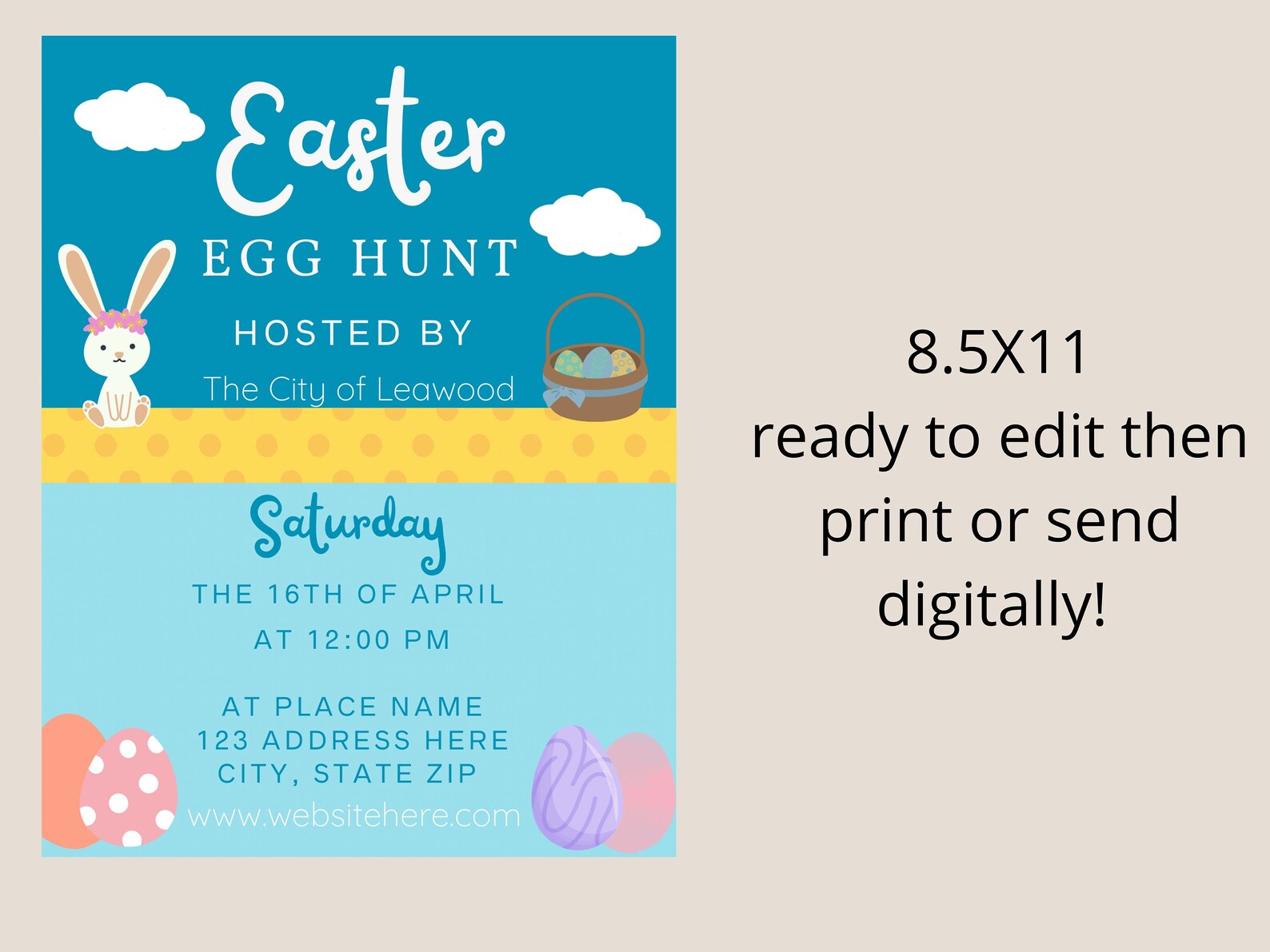 Editable Easter Egg Hunt Flyer Canva Template Editable | Etsy
