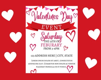 Editable Valentines Event Flyer, Valentines Bake Sale, Valentines Dance ...