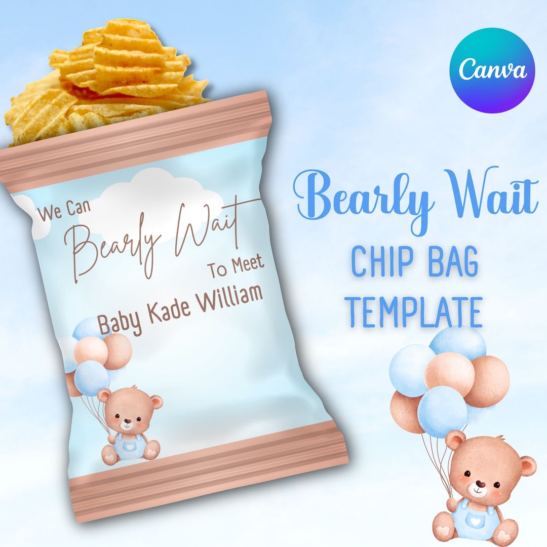 Bearly Wait Bag Template, Chip Bag Template, Party Favor Template ...
