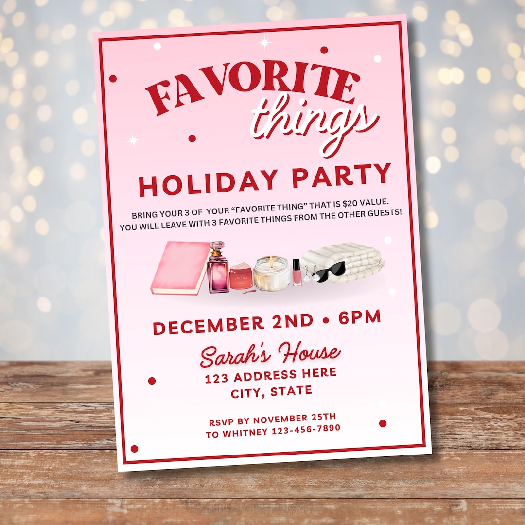 Favorite Things Party Invitation Template, Holiday Party Invite ...