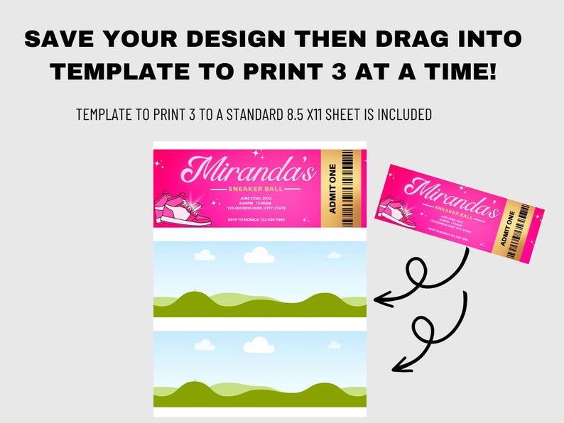 EDITABLE Sneaker Ball Ticket Template Ticket Invitation - Etsy