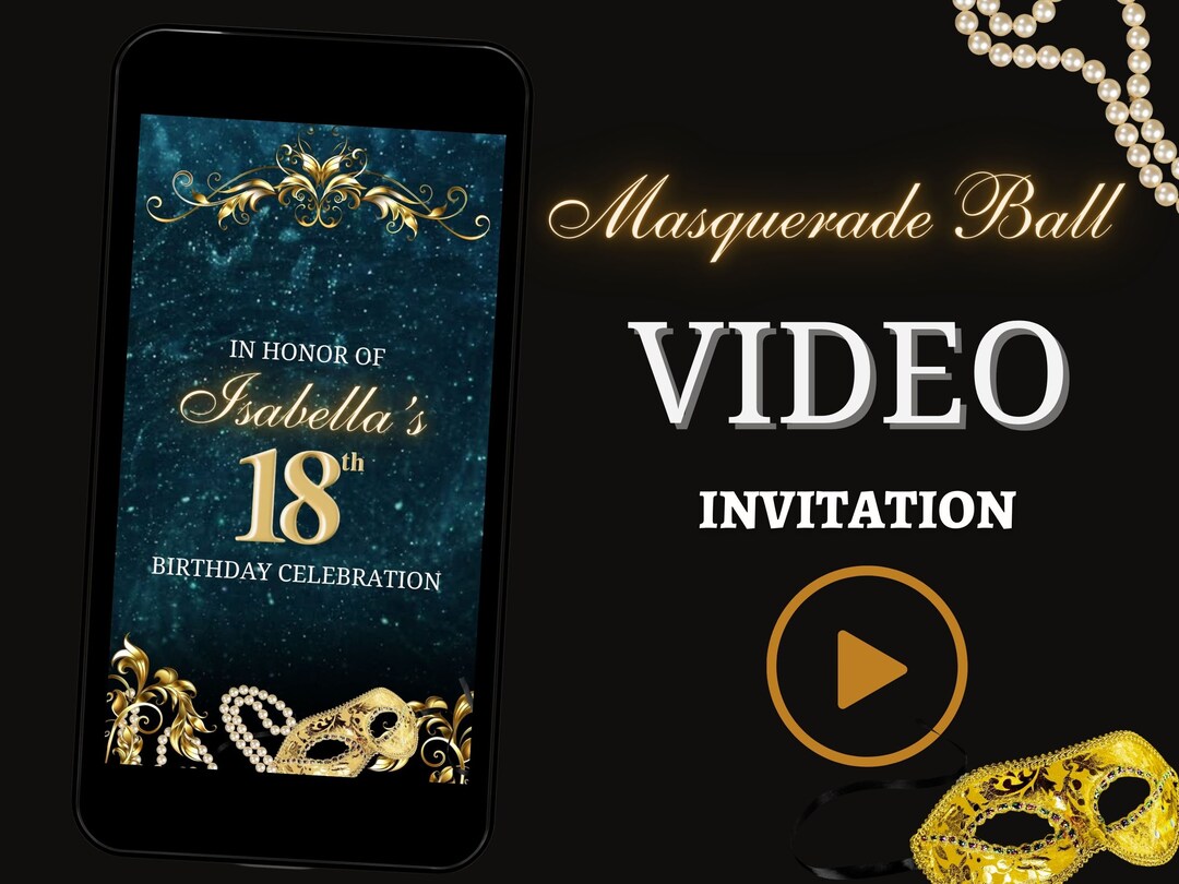 Masquerade Video Invitation Masquerade Ball Invite - Etsy