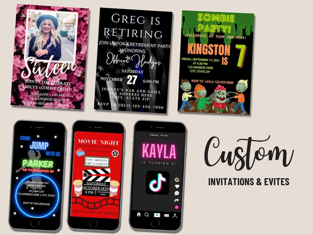 Custom Evite Order, Create What You Want, Invitation Order - Etsy