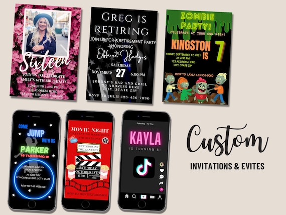 Custom Evite Order Create What You Want Invitation Order - Etsy