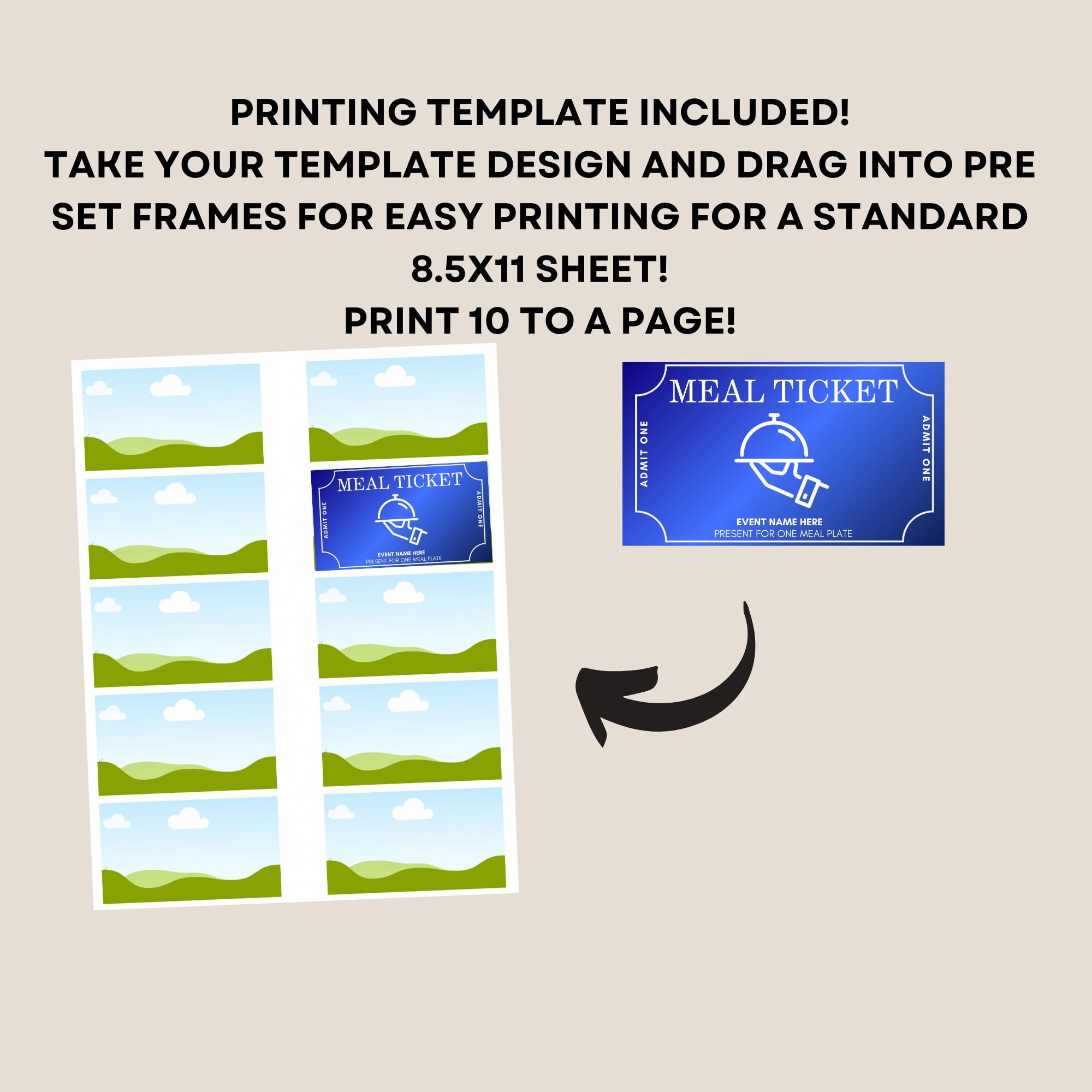 EDITABLE Meal Ticket Template, Food Ticket, Printable Meal Ticket ...