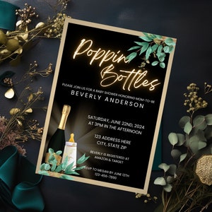 Poppin Bottles Baby Shower Invitation, Poppin Bottles Theme, Baby ...