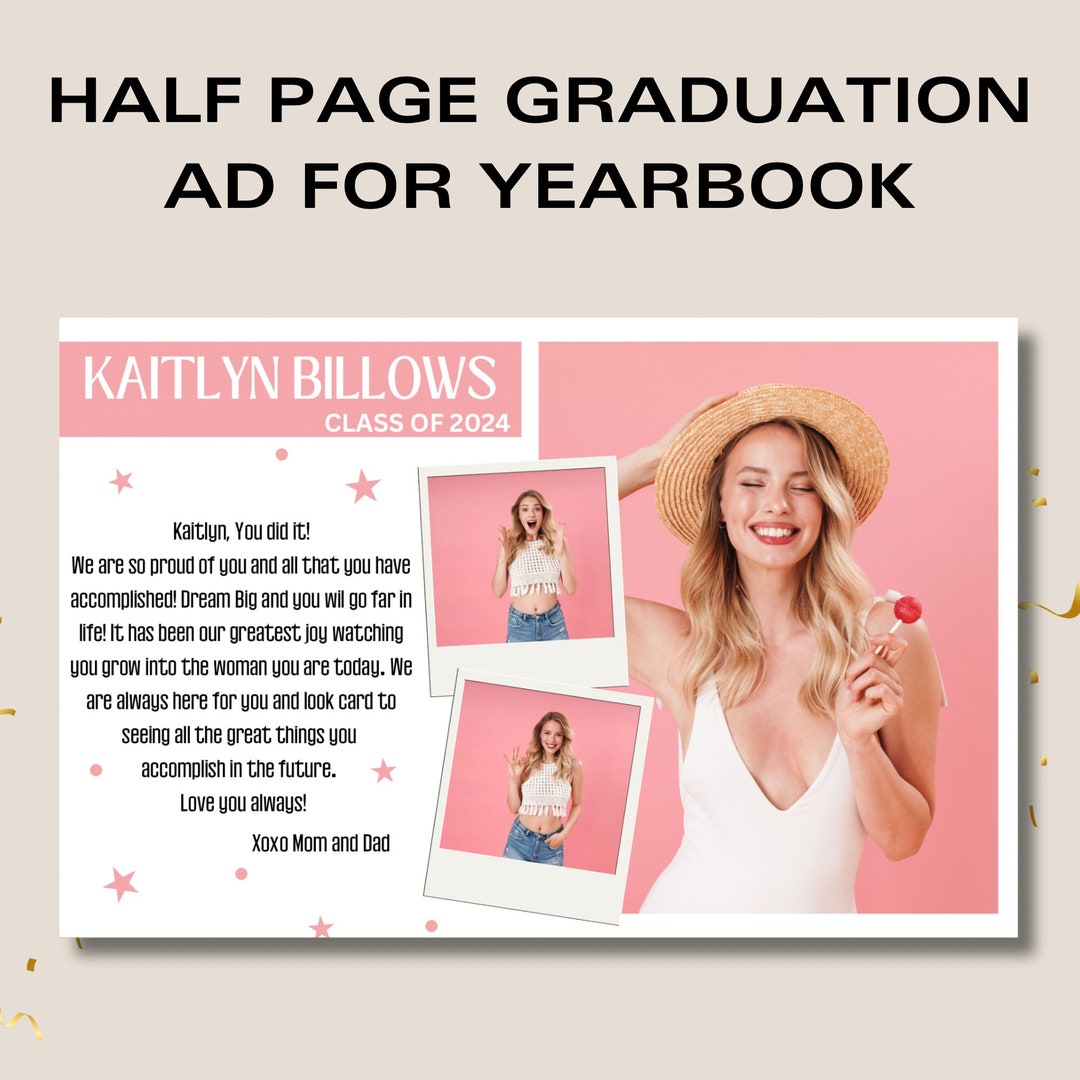 Half Page Yearbook Ad Template, Graduation Ad for Yearbook, Canva ...