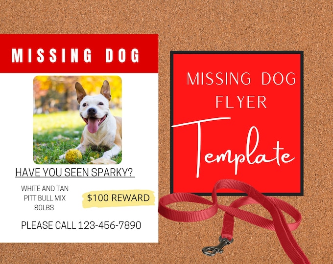 Missing Dog Poster Template, Missing Dog Flyer, Editable Flyer, Canva ...