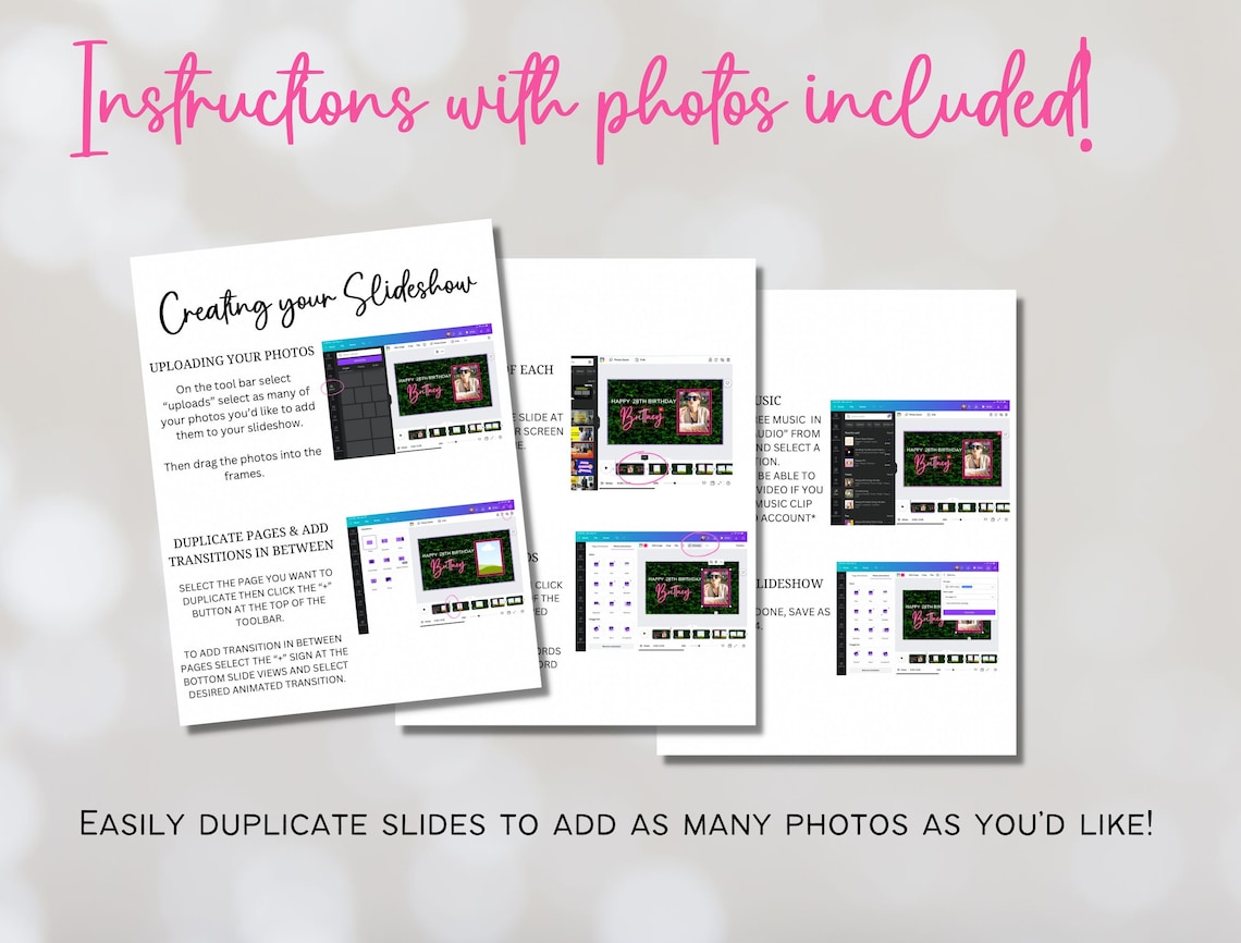 Slideshow Template Creat Your Own Slideshow Canva Template - Etsy