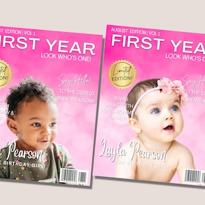CUSTOM Magazine Cover, First Birthday Magazine Cover, First Birthday ...