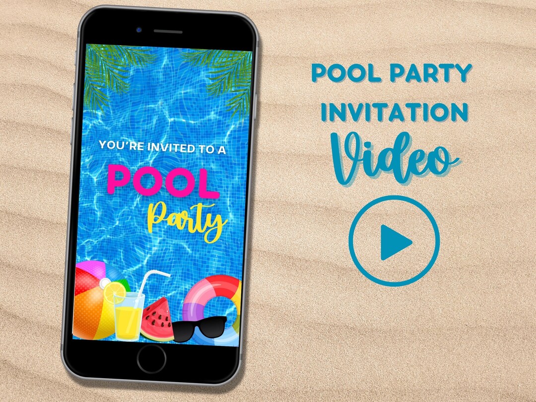 Pool Party Evite Video, Animated Pool Party Message Invite, Digital ...