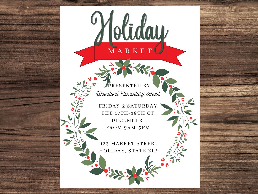 Editable Christmas Market Flyer, Holiday Market, Christmas Event Flyer ...
