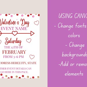 Editable Valentines Event Flyer, Valentines Bake Sale, Valentines Dance ...