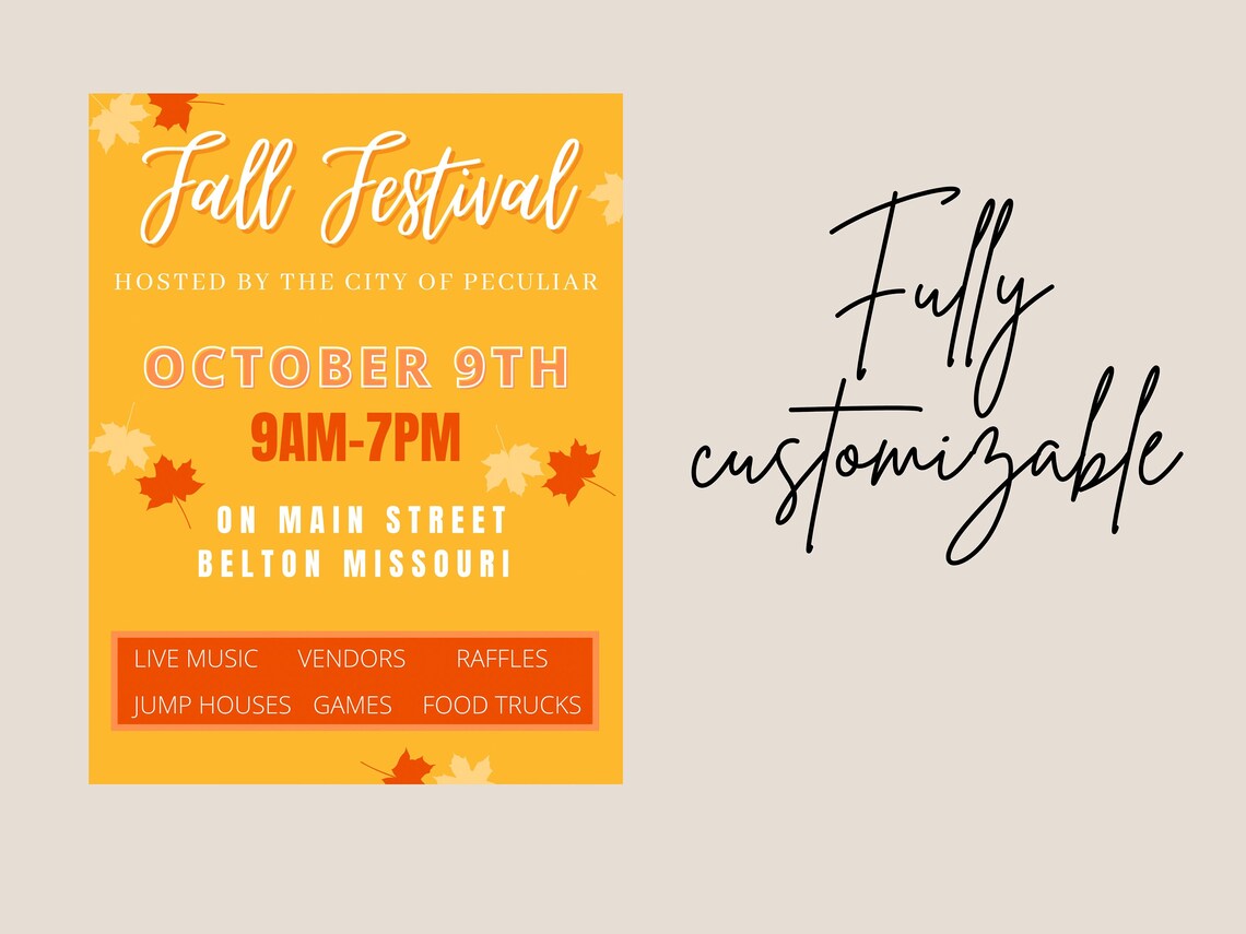 Editable Fall Festival Flyer, Flyer Template, Autumn Flyer, City Event ...