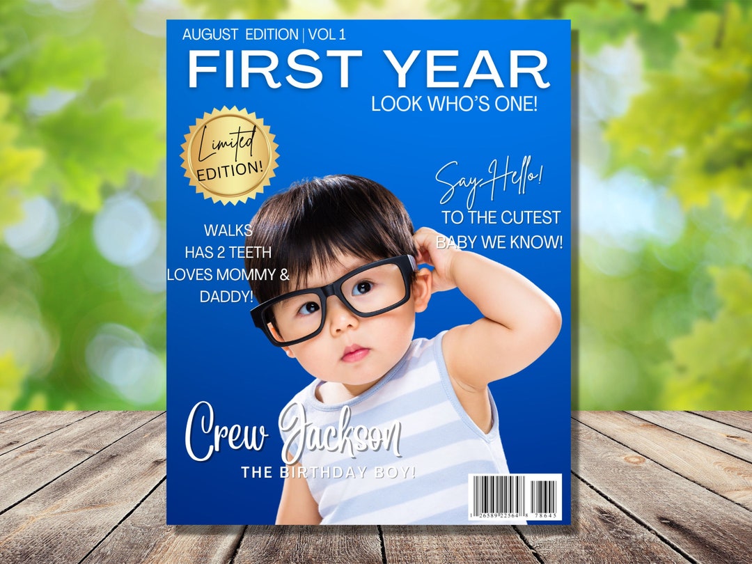 CUSTOM Magazine Cover, First Birthday Magazine Cover, First Birthday ...