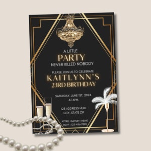 Roaring 1920 Invitation Template, Gatsby Birthday Evite, Gatsby ...