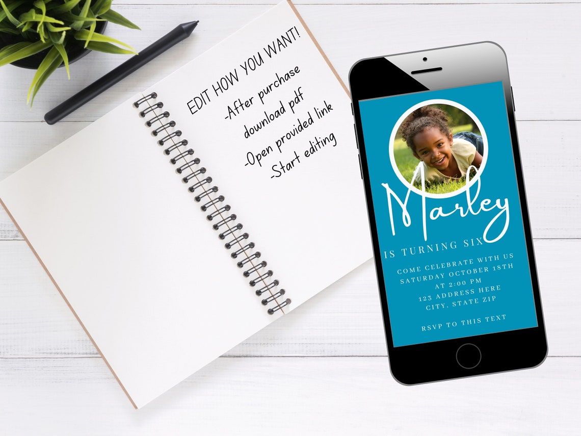 Editable Birthday Evite Text Invitation Gender Neutral - Etsy