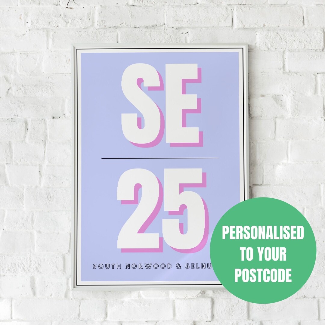 Custom Personalised Postcode Art | DIGITAL DOWNLOAD | Any Area Wall ...