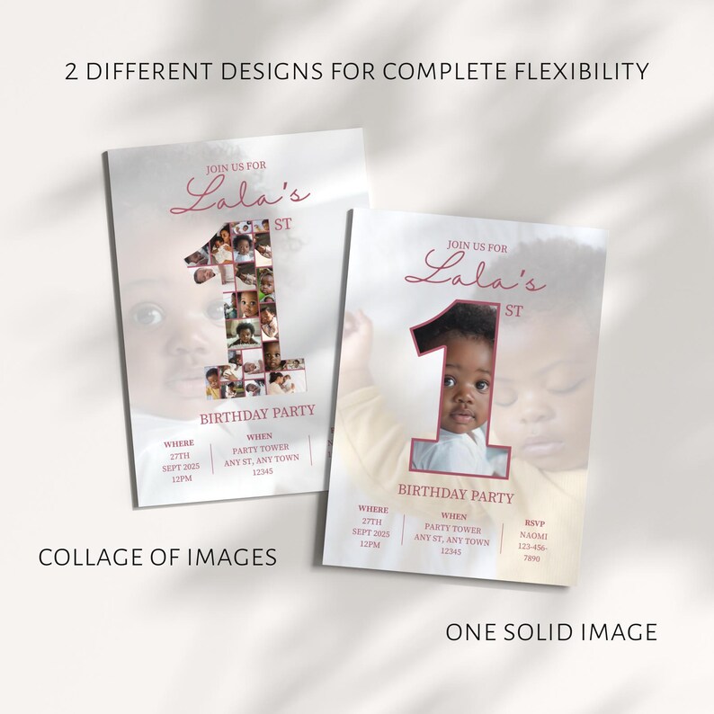 1st Birthday Invitation | Photo Collage | Personalised & Bespoke | Add ...