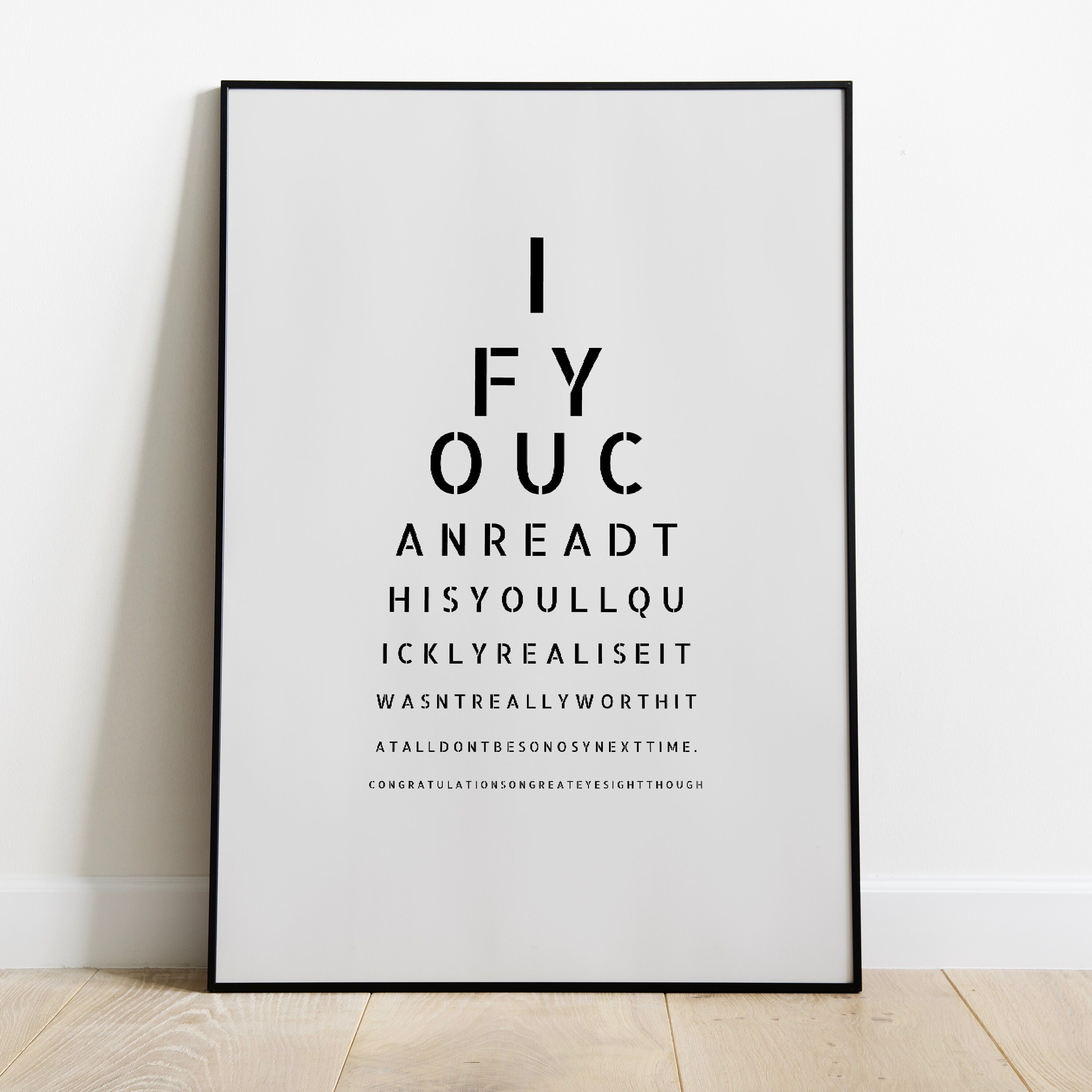 Humorous Eye Test Poster | DIGITAL DOWNLOAD | Home Decor Wall Art | Don ...