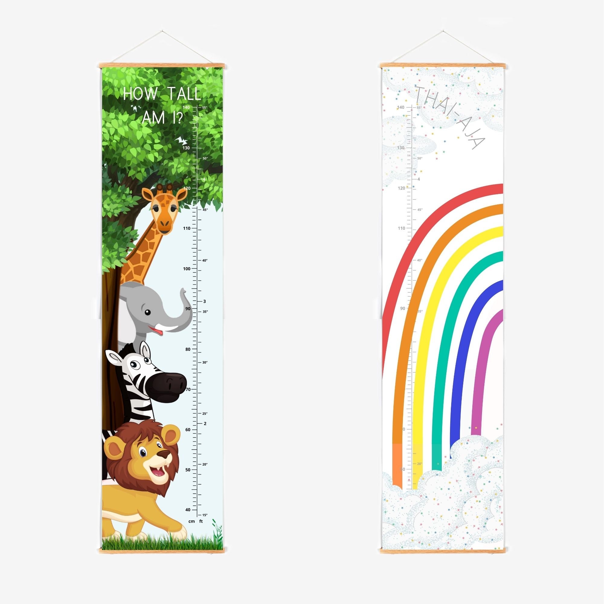 Jungle and Safari Animal Height Chart Child's Bedroom - Etsy