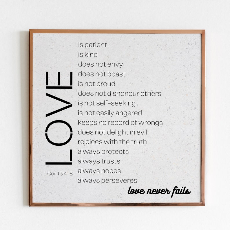 1 Corinthians 13 Love Is... | DIGITAL DOWNLOAD | Monochrome Home Decor ...